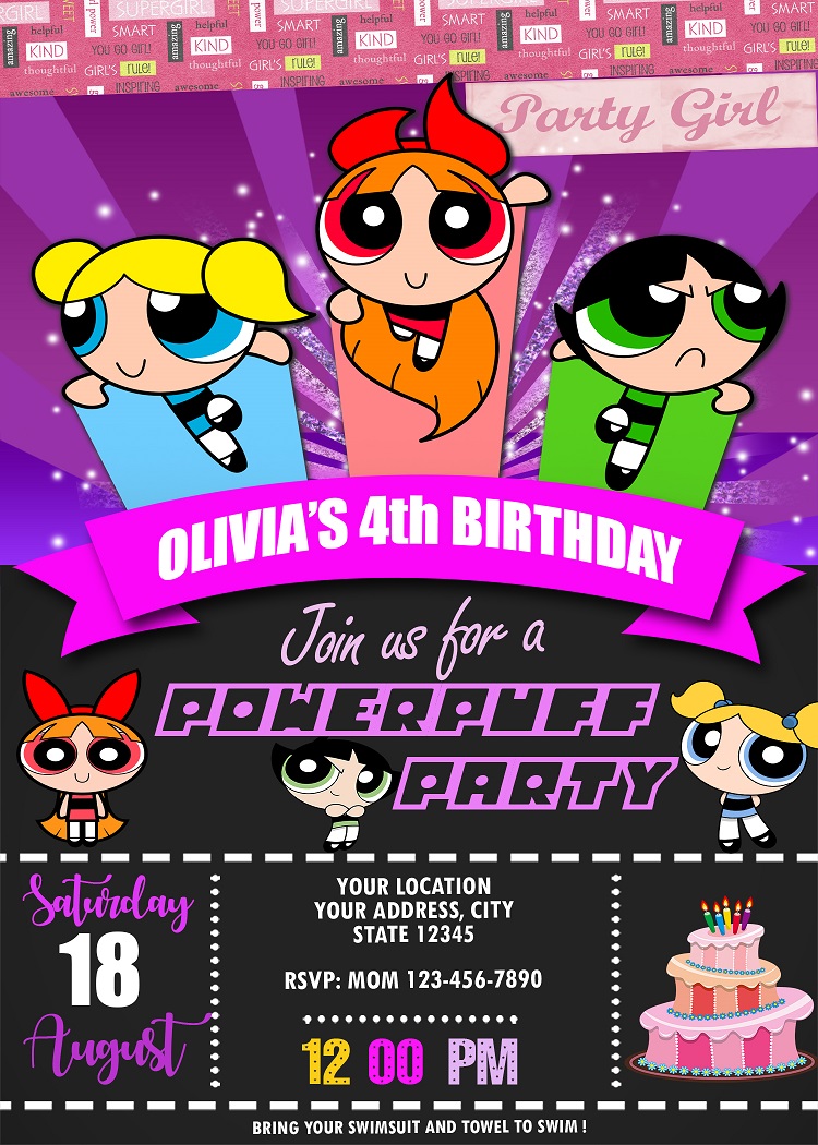 The Powerpuff Girls Birthday Invitation 2 | Digital Invite