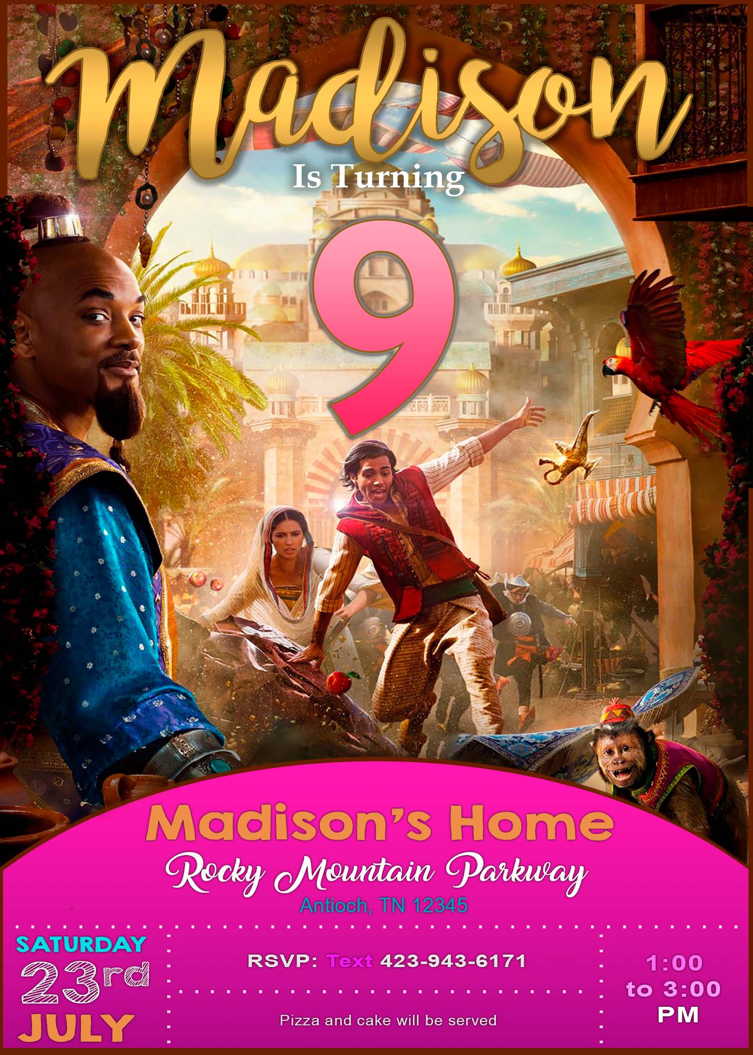 Aladdin Birthday Party Invitation 2 | Beautiful Invite