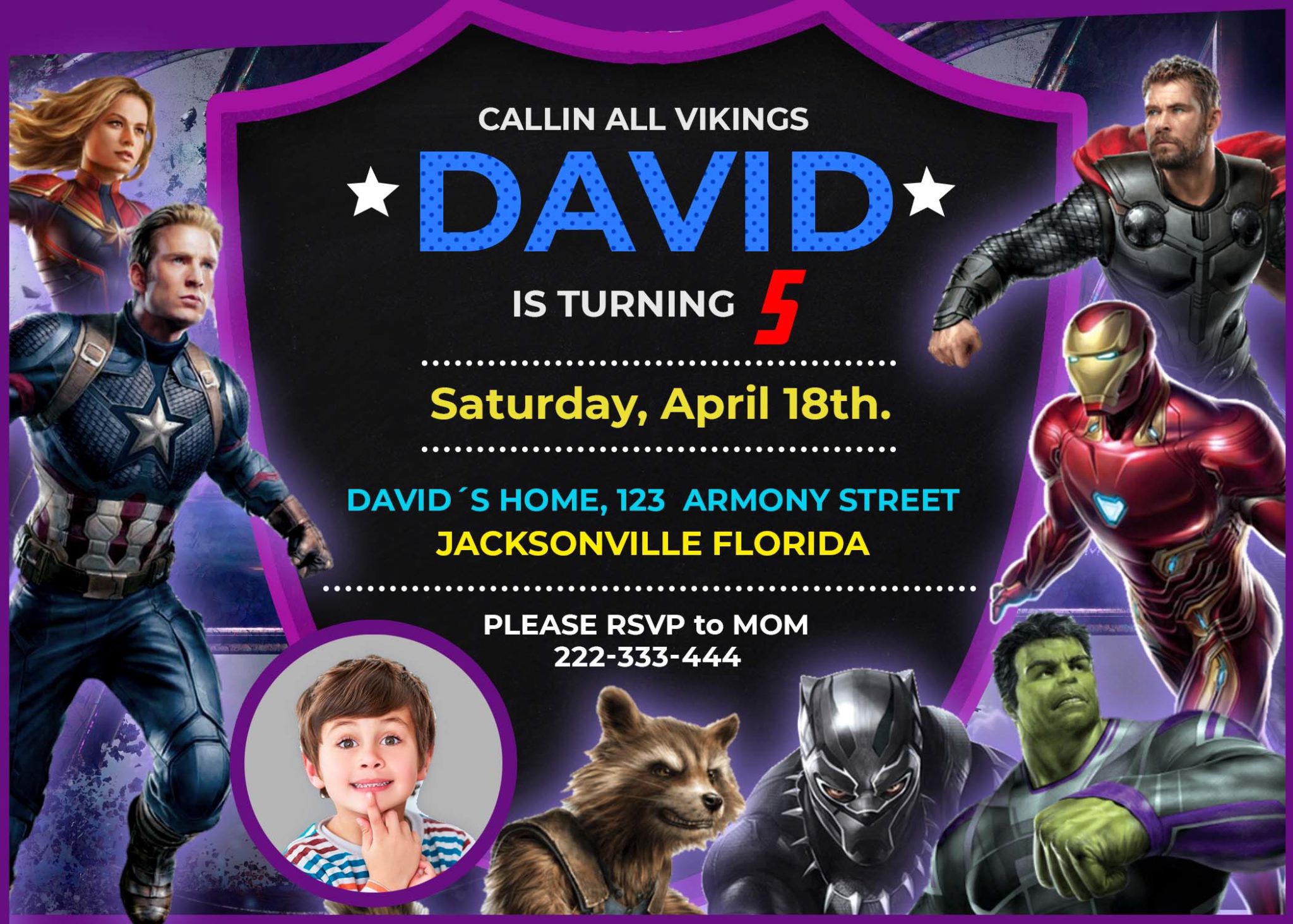 Avengers Endgame Birthday Party Invitation 3 | Amazing Card