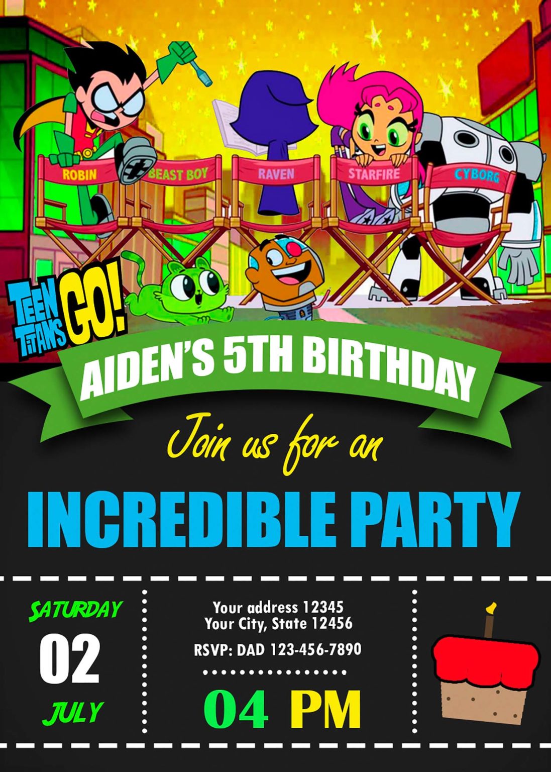 Teen Titans Go Birthday Party Invitation 2 | Digital Invite