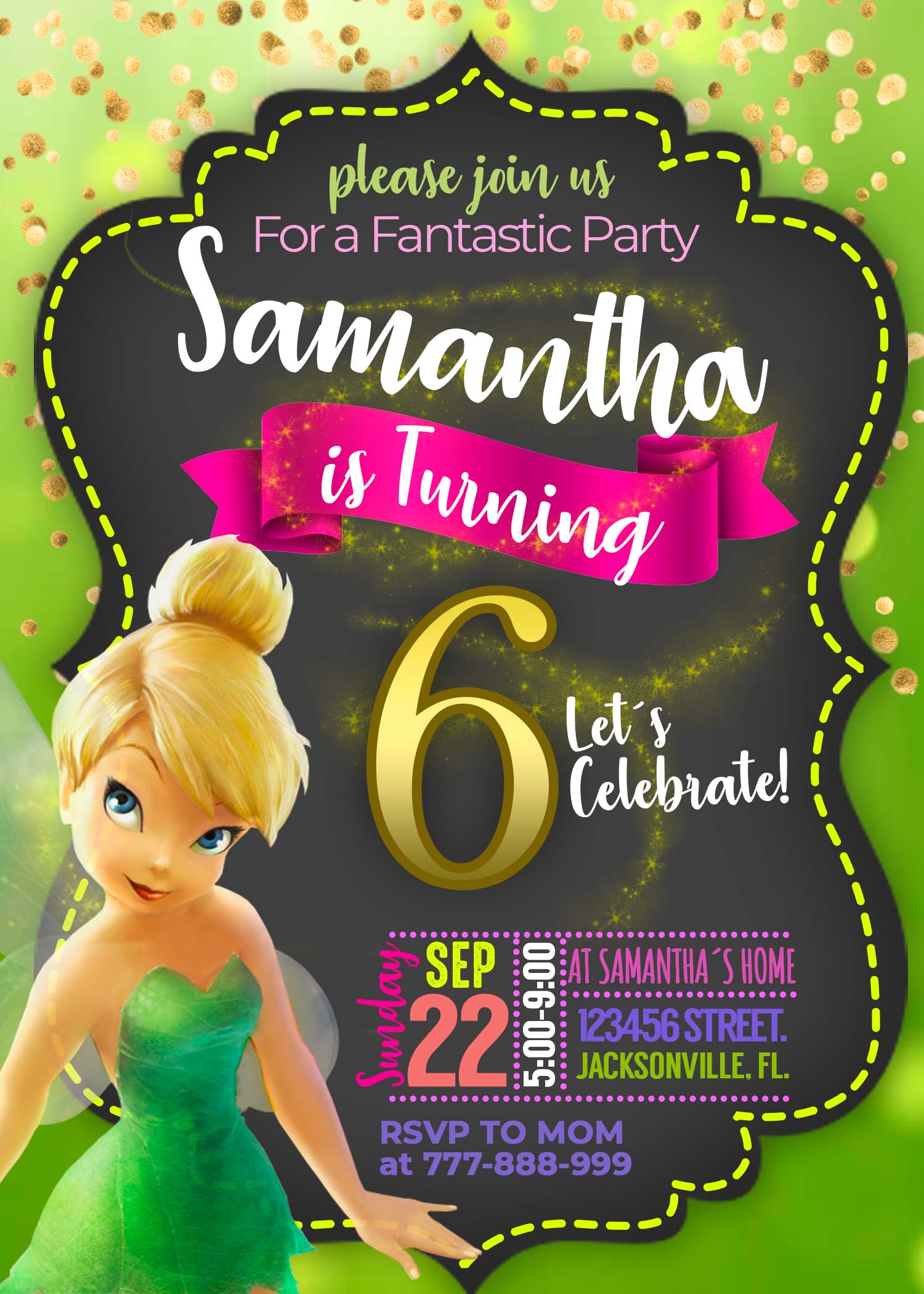 Tinkerbell Invitation Cards Tinkerbell Invitation Background PSD, High