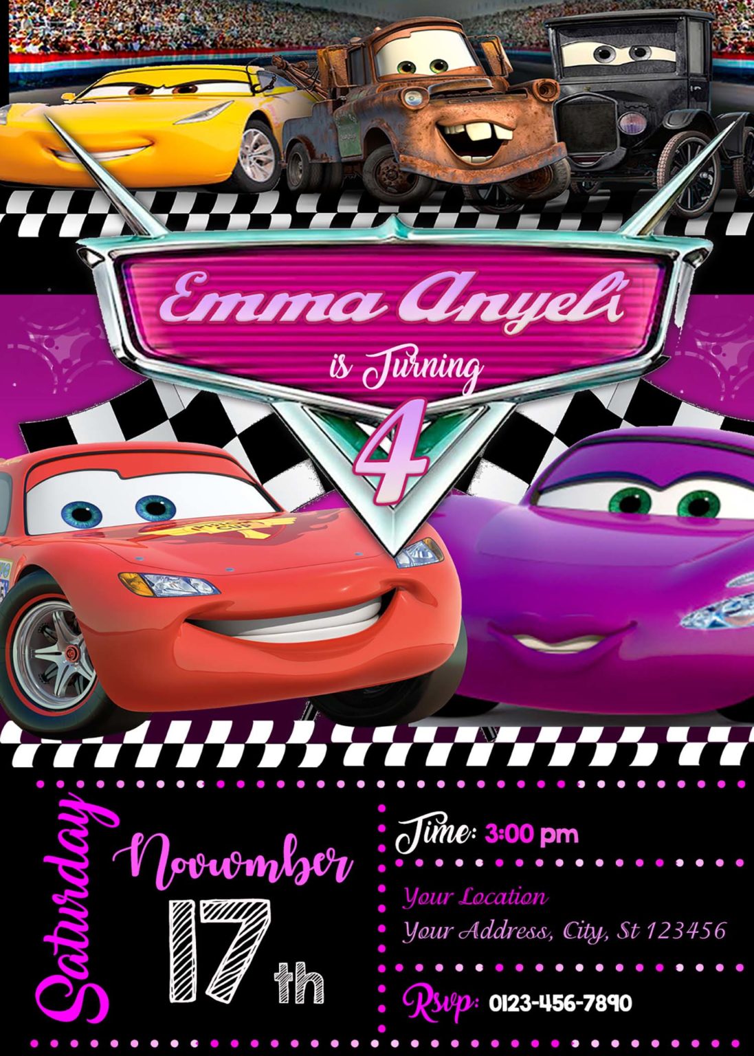 Cars 3 Birthday Party Invitation 2 | Marvelous Invite