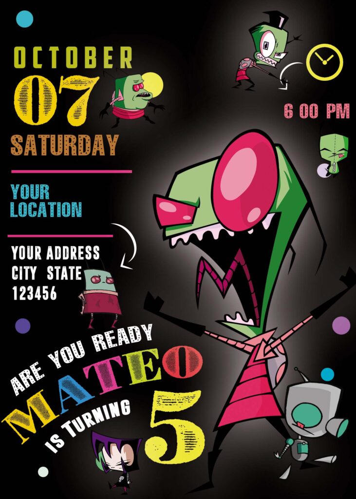 Invader Zim Birthday Party Invitation | Wonderful Invite