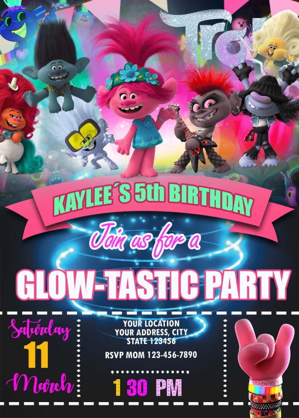 Trolls Pool Party Invitation | Amazing Birthday Invite