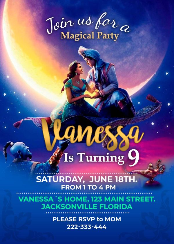 Aladdin Birthday Party Invitation 2 | Beautiful Invite