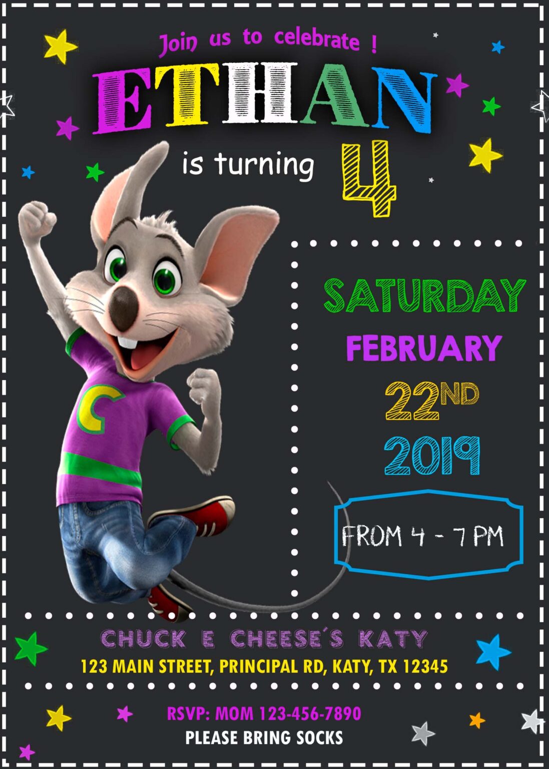 Chuck E. Cheese Birthday Invitation | Fantastic Invite