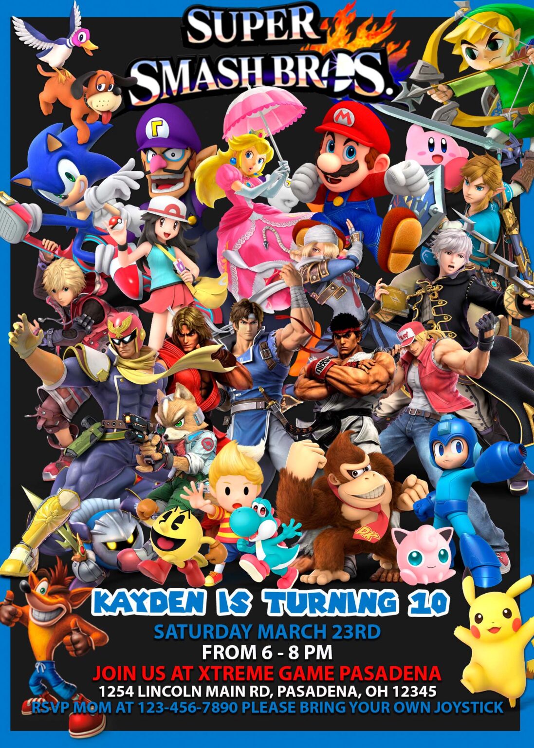 Super Smash Bros Birthday Party Invitation | Awesome Invite