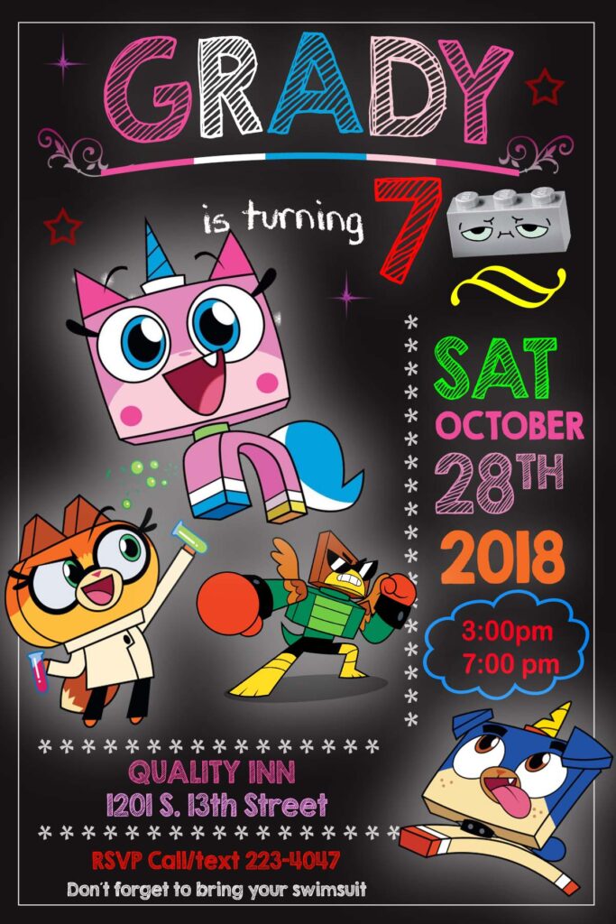 Unikitty Birthday Party Invitation | Lovely Invite