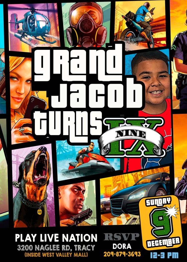 Grand Theft Auto V Birthday Invitation | Amazing Invite