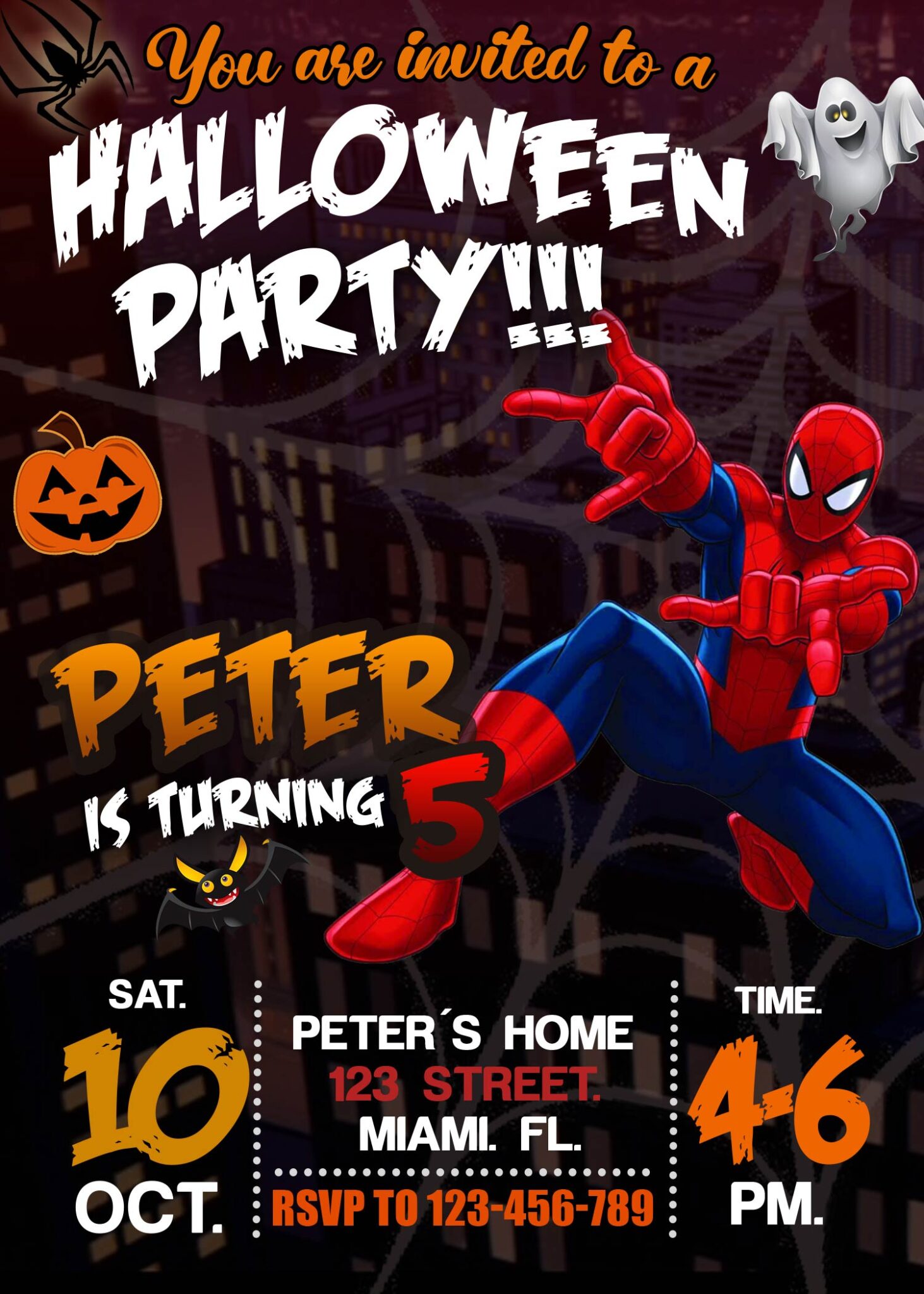 Spider-Man Halloween Birthday Invitation | Amazing Invite