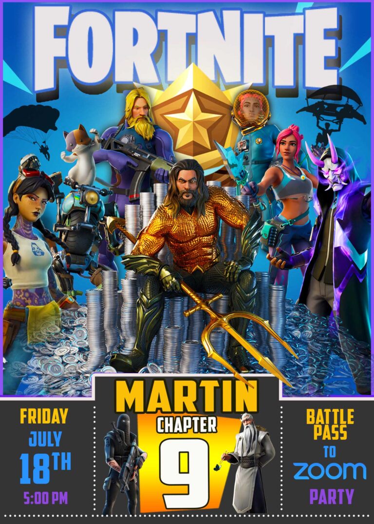 Fortnite Aquaman Birthday Invitation | Fantastic Invite