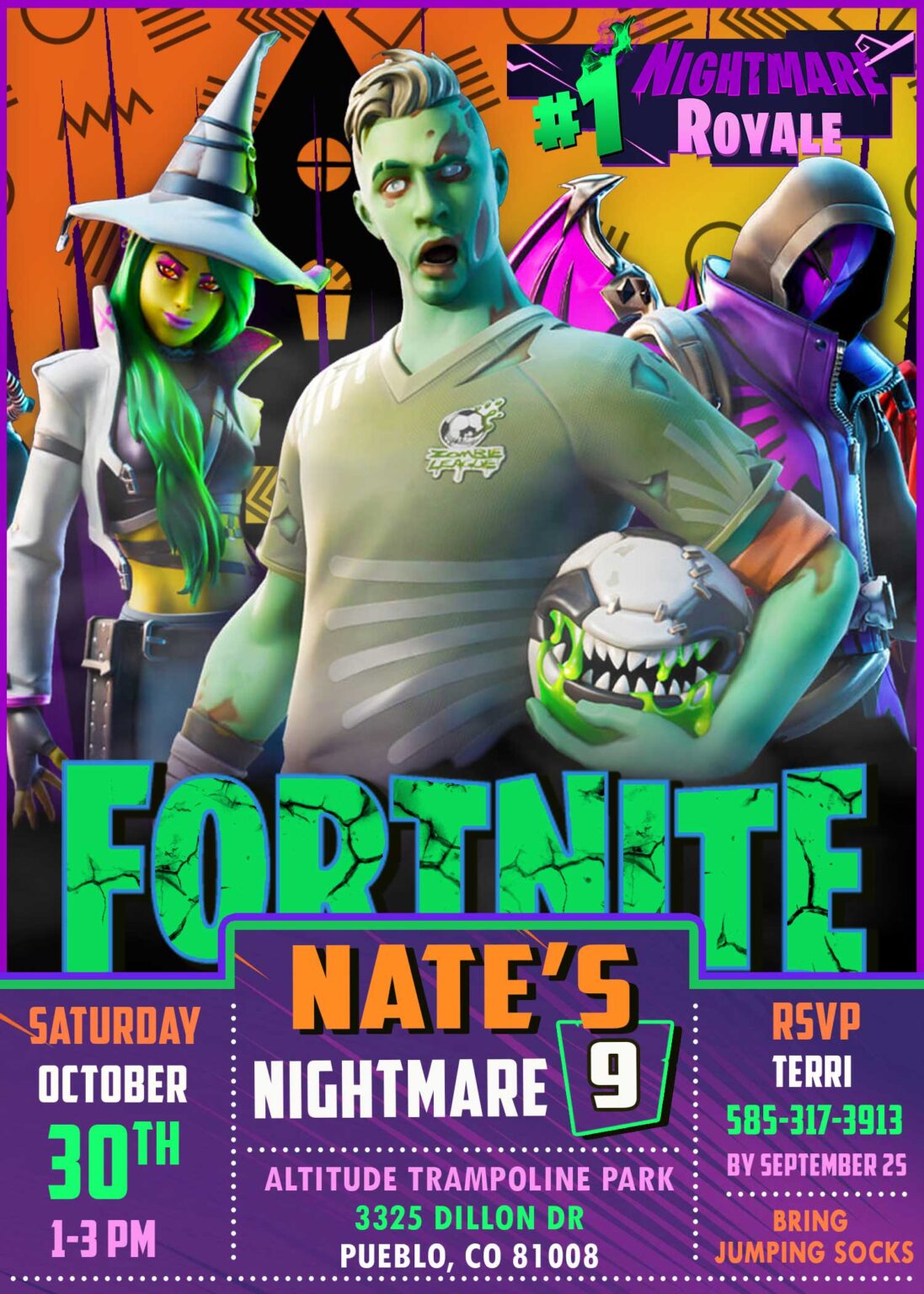 Fortnite Halloween Birthday Invitation | Fantastic Invite