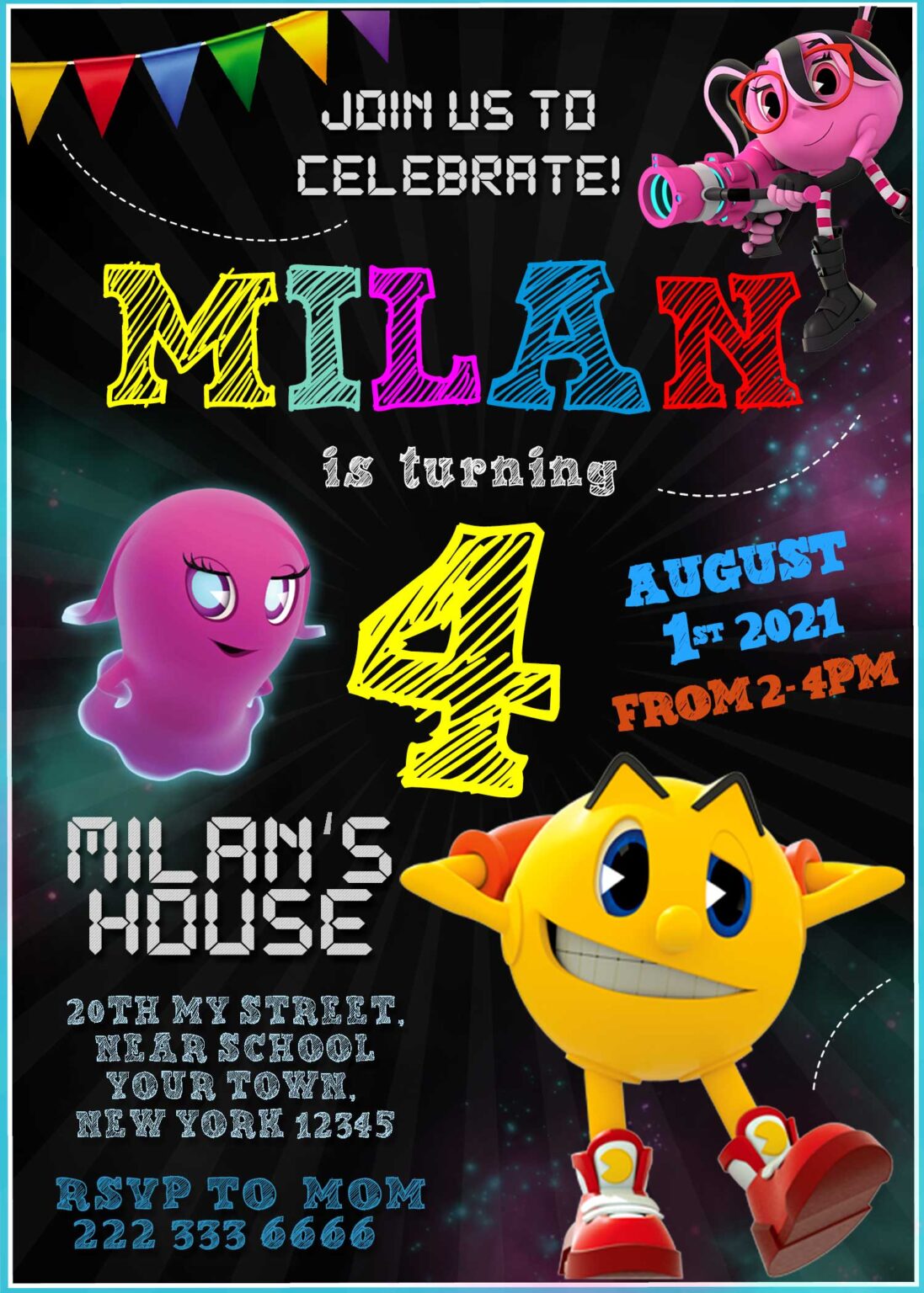 Pacman Birthday Party Invitation | Rocking Invite