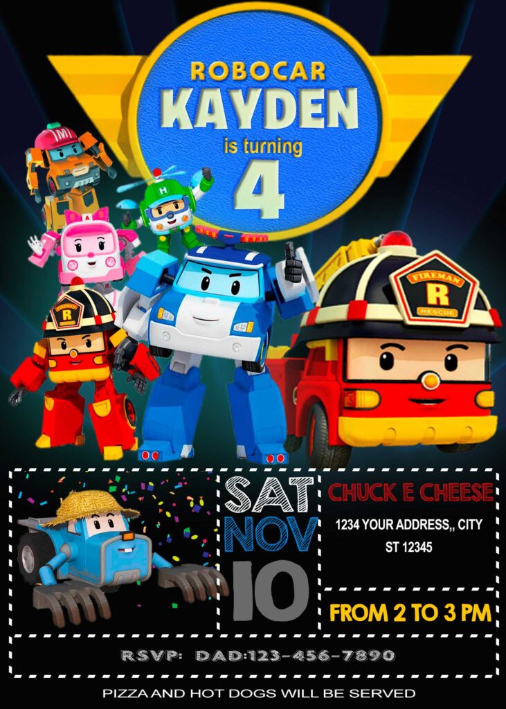 Robocar Poli Birthday Invitation | Amazing Invite