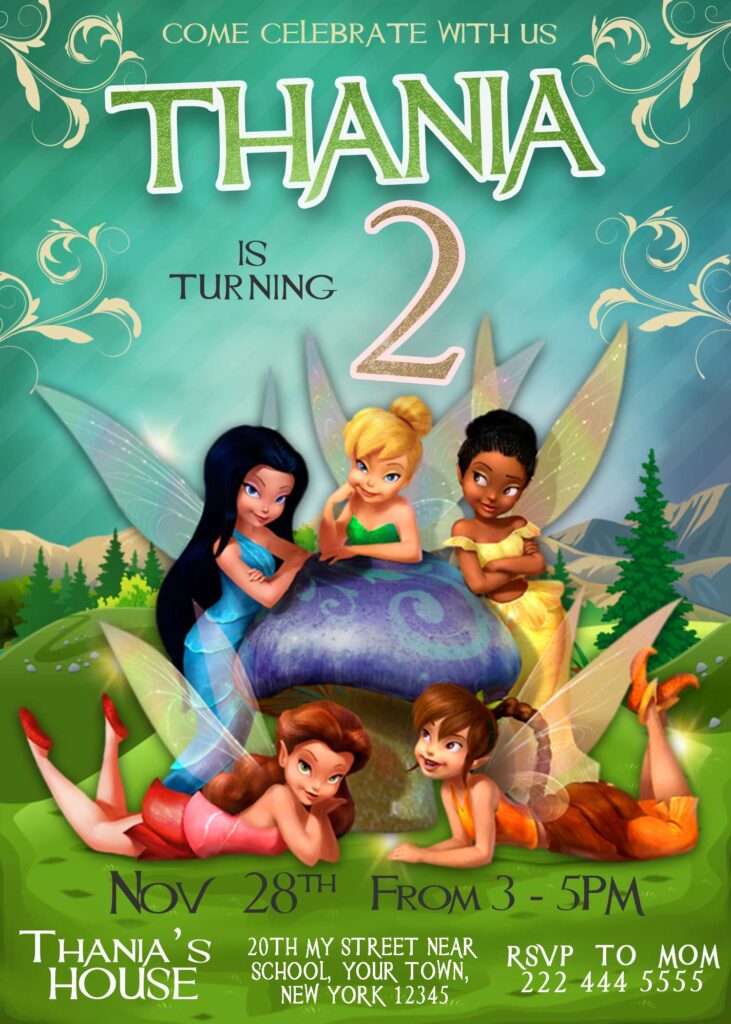 Tinkerbell Invitation Cards Tinkerbell Invitation Background PSD, High