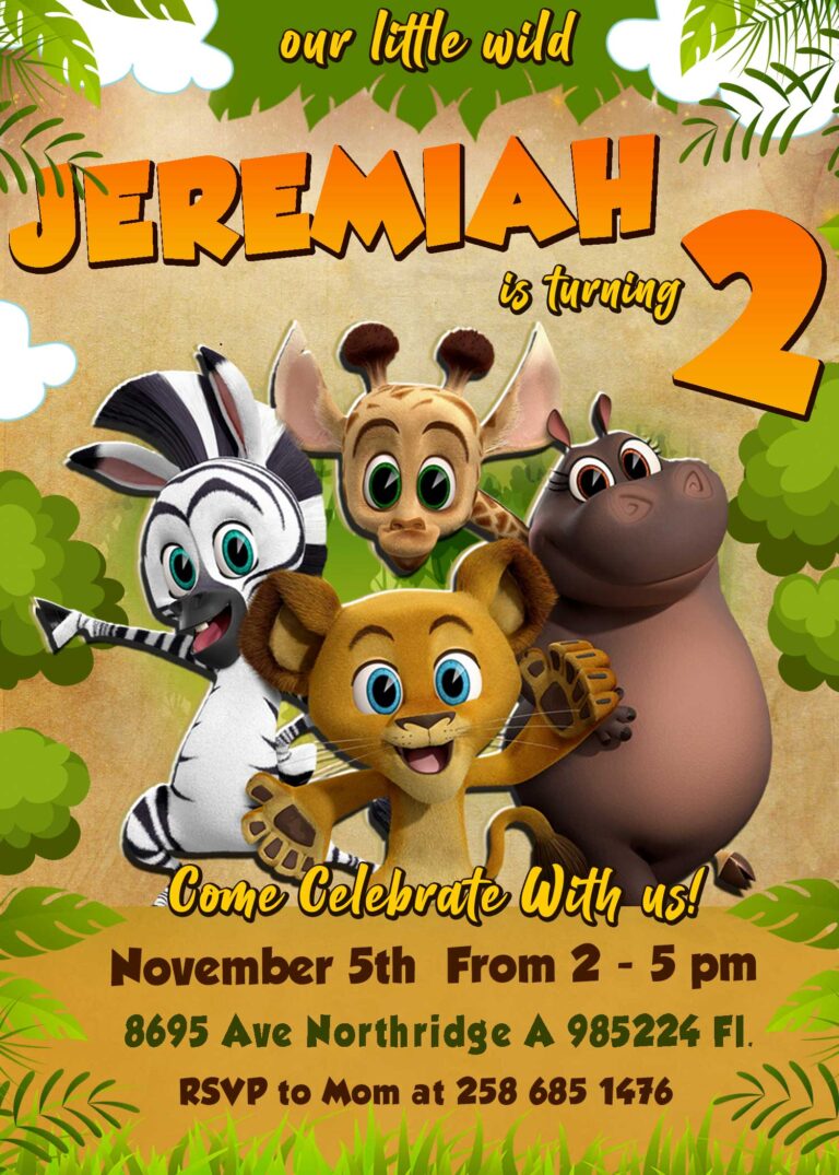 Madagascar A Little Wild Birthday Invitation | Sweet Invite