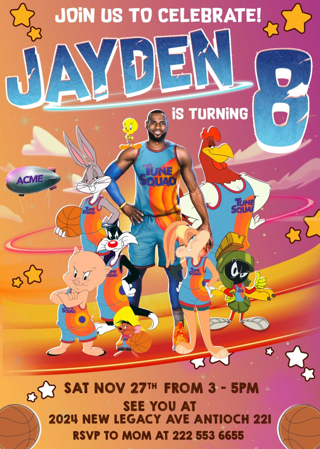 Space Jam A New Legacy Party Invitation | Fantastic Invite