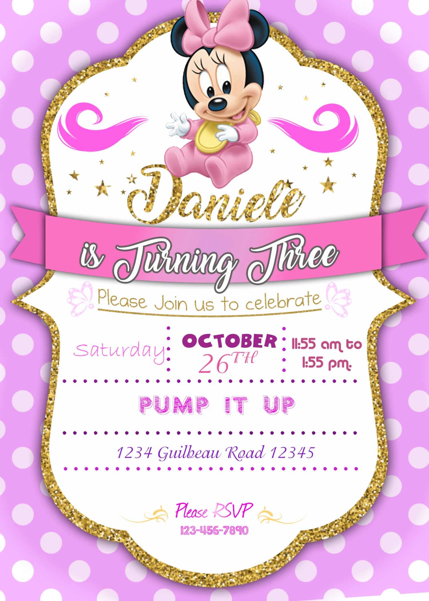Baby Minnie Mouse Birthday Invitation | Adorable Invite