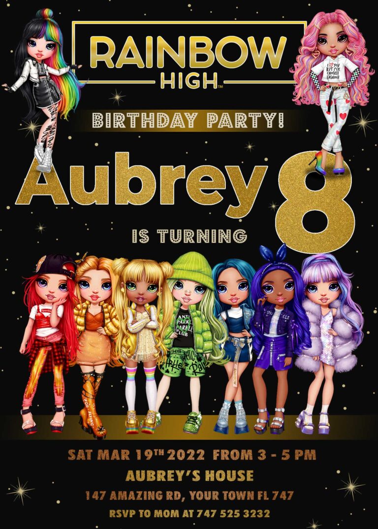 Rainbow High Birthday Invitation | Lovely Invite