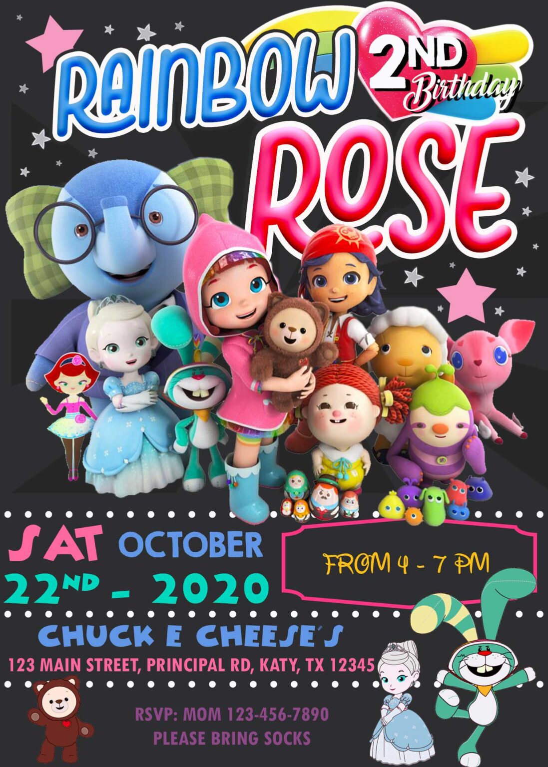 Rainbow Ruby Birthday Invitation | Beautiful Invite