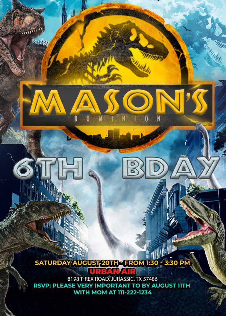 Jurassic World Dominion Birthday Invitation | Terrific Invite