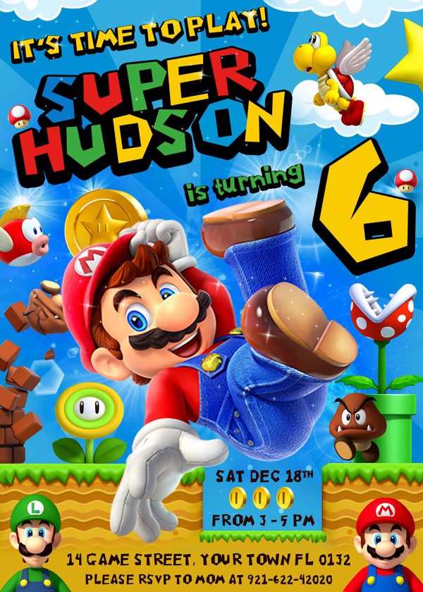 Super Mario Birthday Invite | Spectacular Invitation