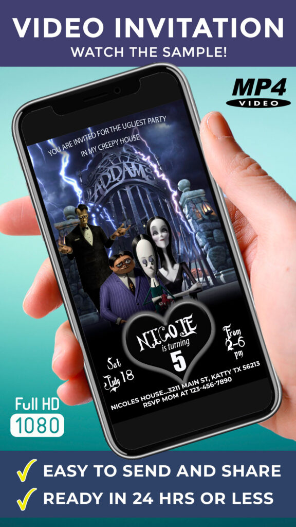 The Addams Family Birthday Invitation | FREE Backside | 24H Ready