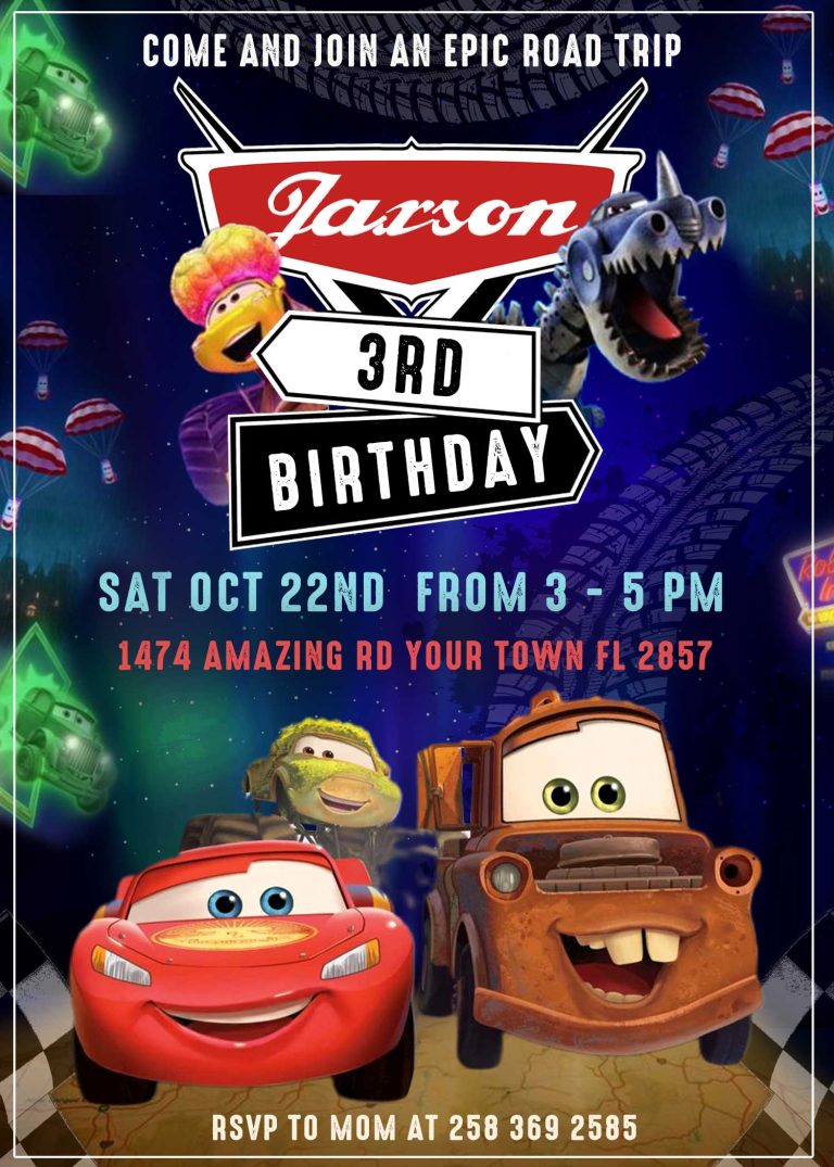 CARS ON THE ROAD Birthday Invitation | FREE Backside | 24H Ready