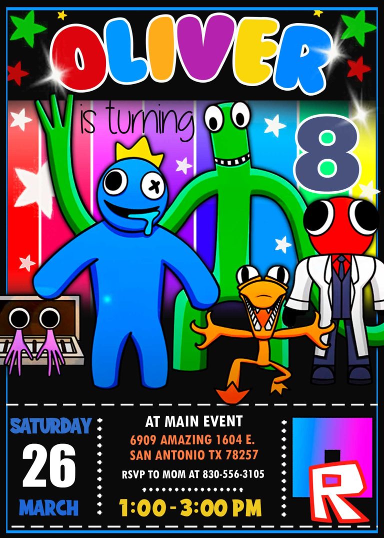Roblox Rainbow Friends Birthday Invitation | FREE Backside | 24H Ready