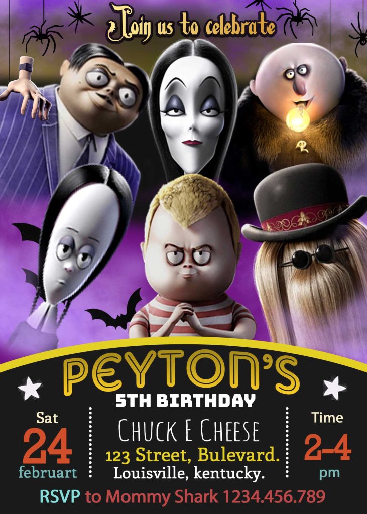 The Addams Family Birthday Invitation | FREE Backside | 24H Ready