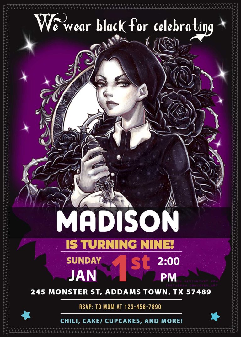 WEDNESDAY Birthday Invitation | FREE Backside | 24H Ready