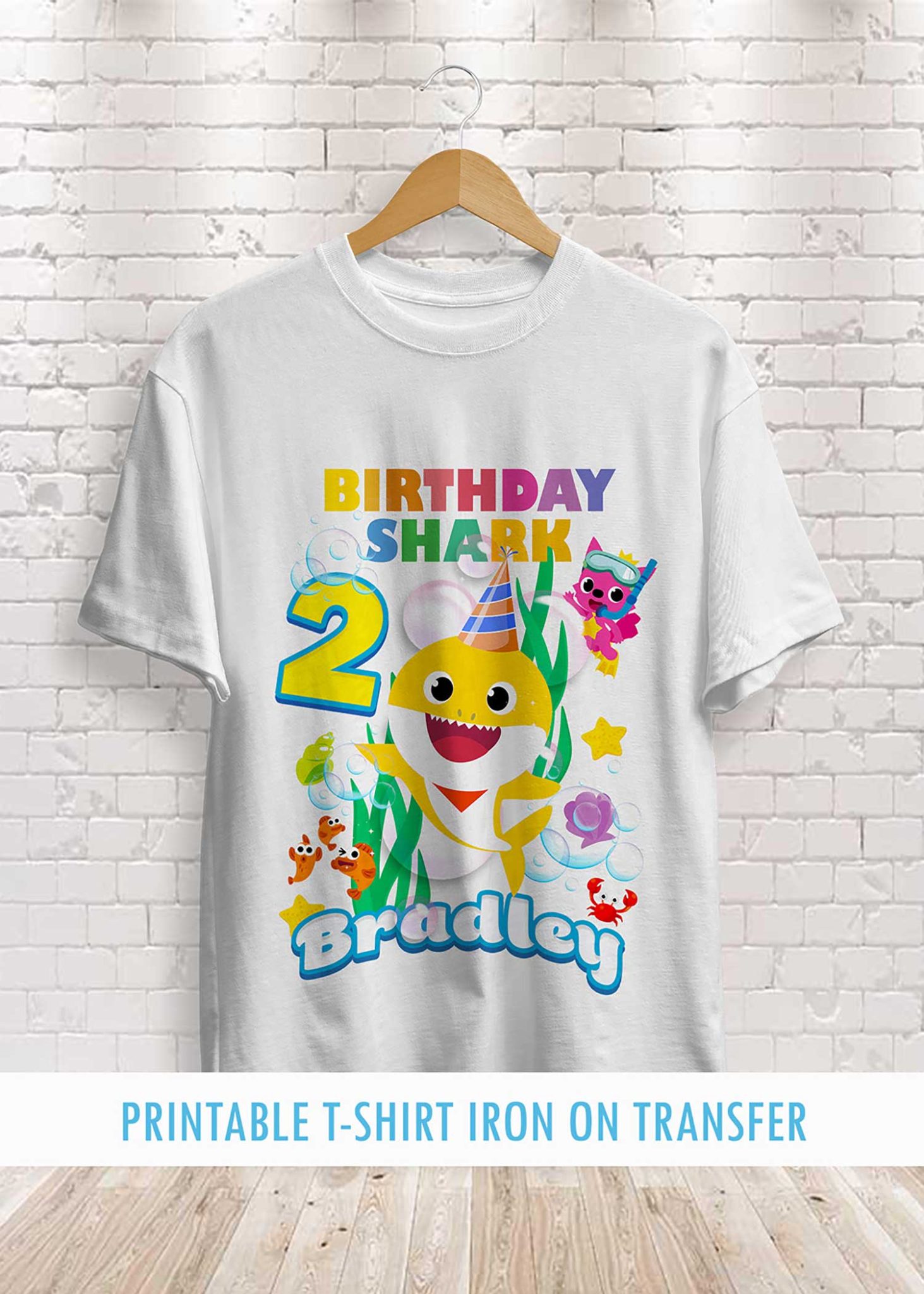 Baby Shark Boy Birthday Shirt Iron On Transfer | Personalized