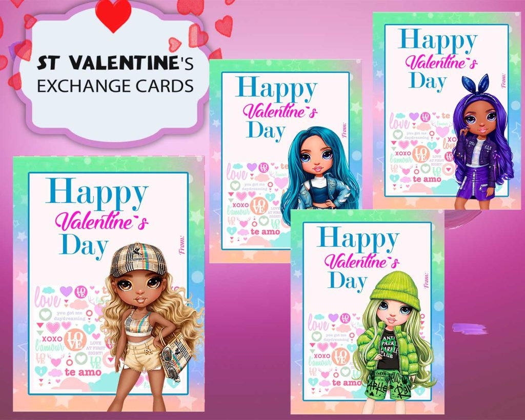 Rainbow High Valentines Day Cards