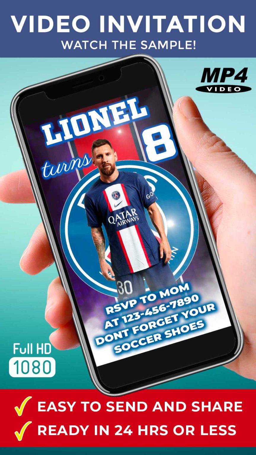 PSG Messi Birthday Invitation | Awesome Invite