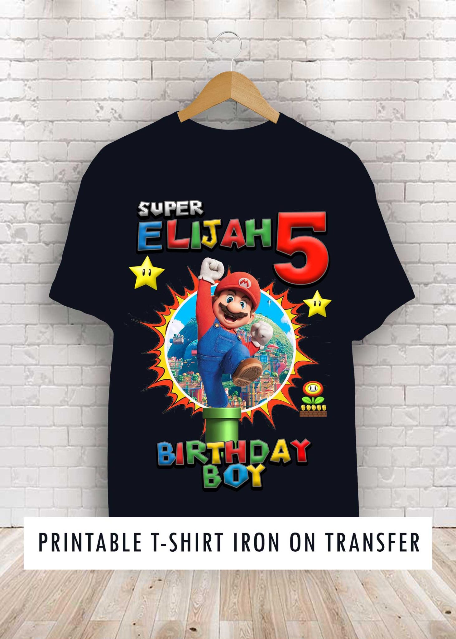 Super Mario Bros Movie Birthday Shirt Iron On Transfer | Personalized
