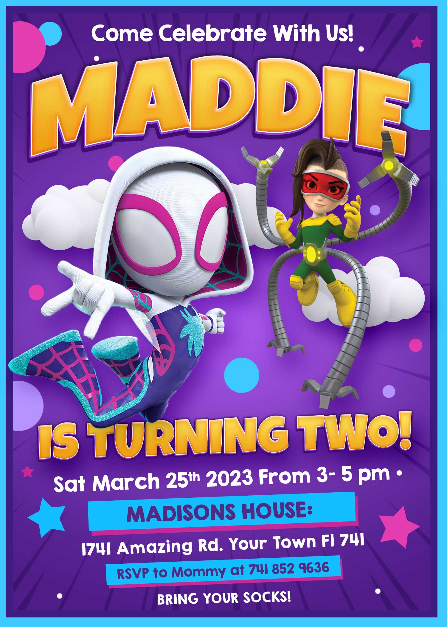 Spider Gwen Birthday Invitation Spider Woman Invite