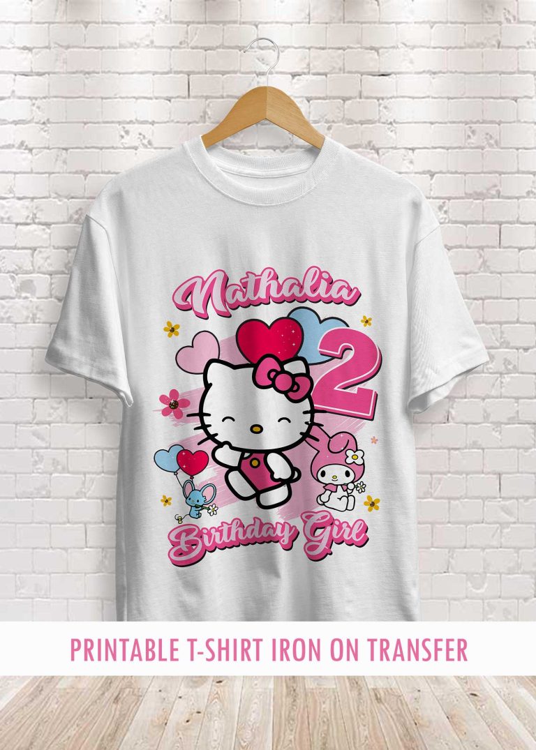 Hello Kitty Birthday Shirt Iron On Transfer | Personalized