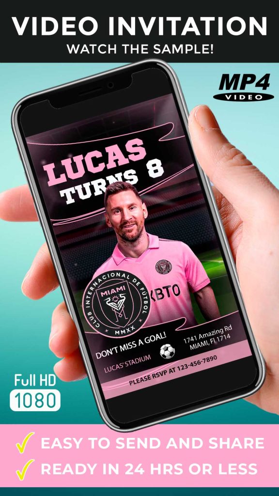 Inter Miami Messi Birthday Invitation | Lovely Invite