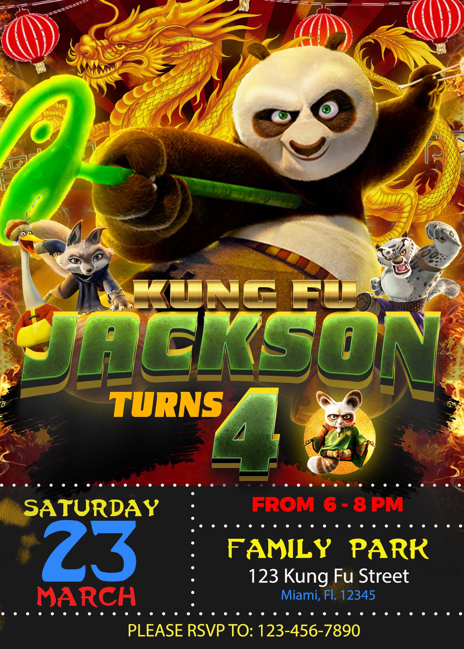 Kung Ful Birthday Invitation Kung Fu Invitation Etsy