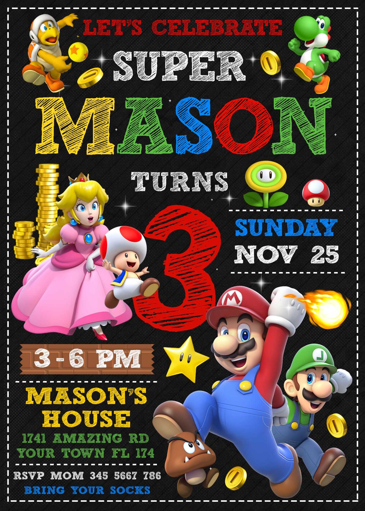 Mario Bros Birthday Invite | Wonderful Invitation