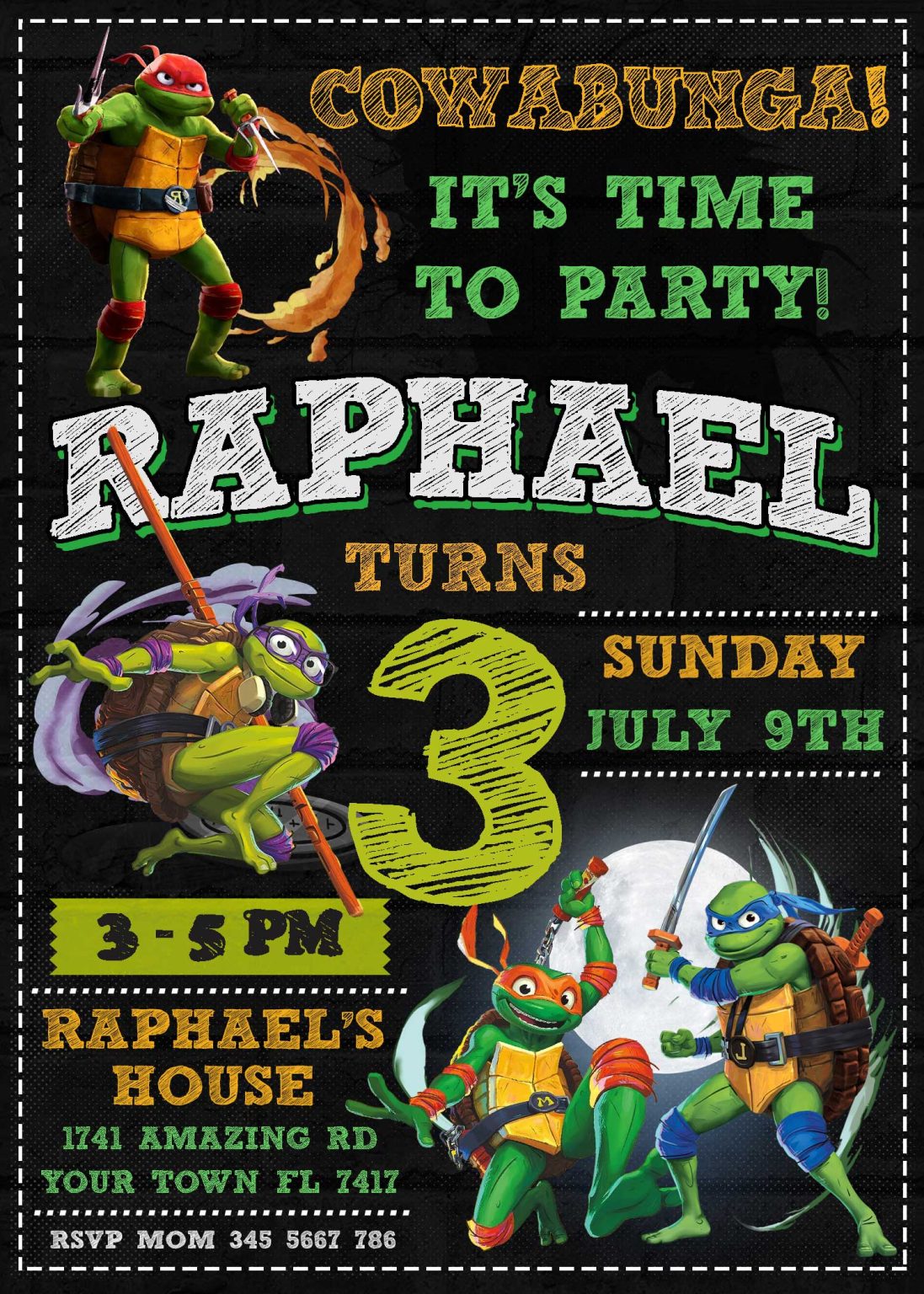 Teenage Mutant Ninja Turtles Mutant Mayhem Birthday Invite | Fantastic ...