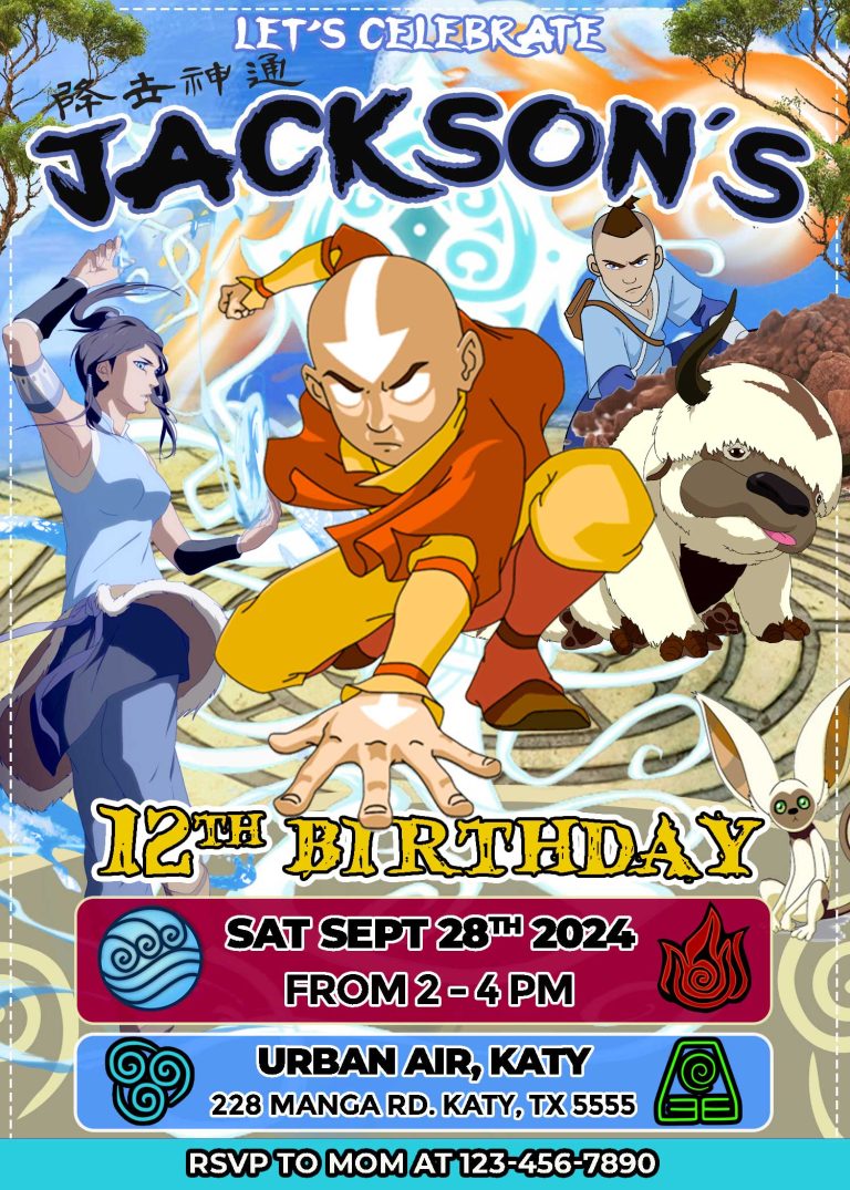 Avatar The Last Airbender Birthday Invitation | Thrilling Invite