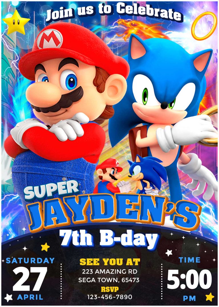 Mario vs Sonic Birthday Invite | Wonderful Invitation