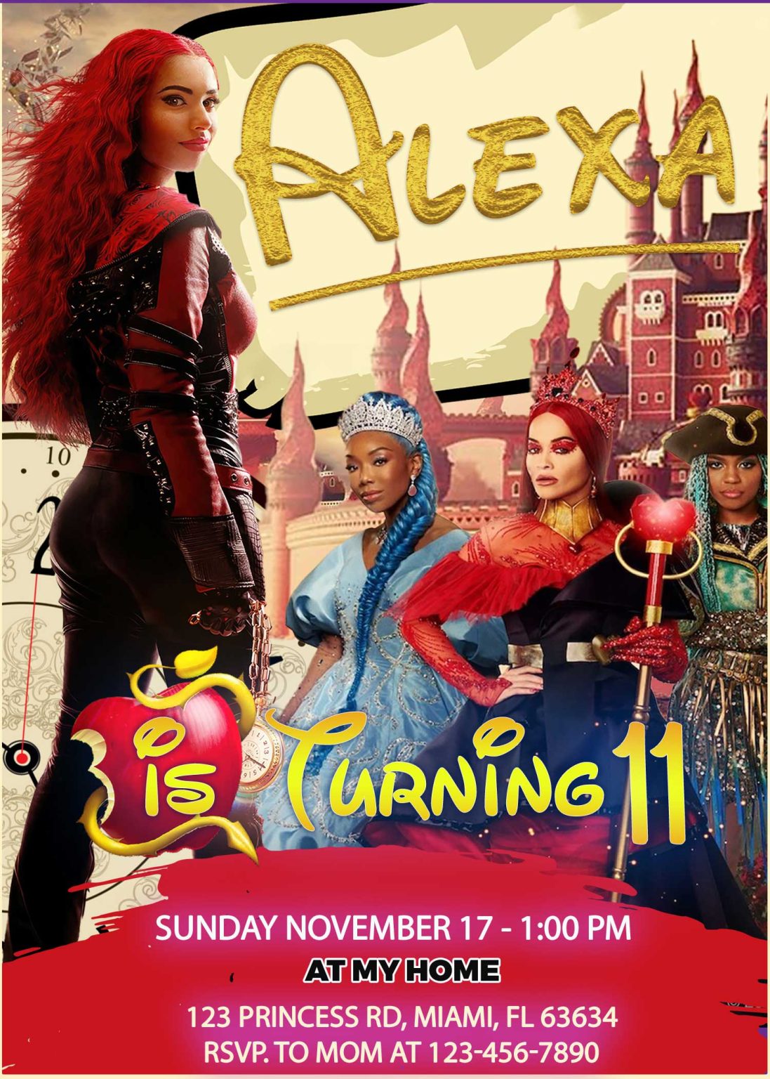 Descendants The Rise of Red Birthday Invitation | Fantastic Invite