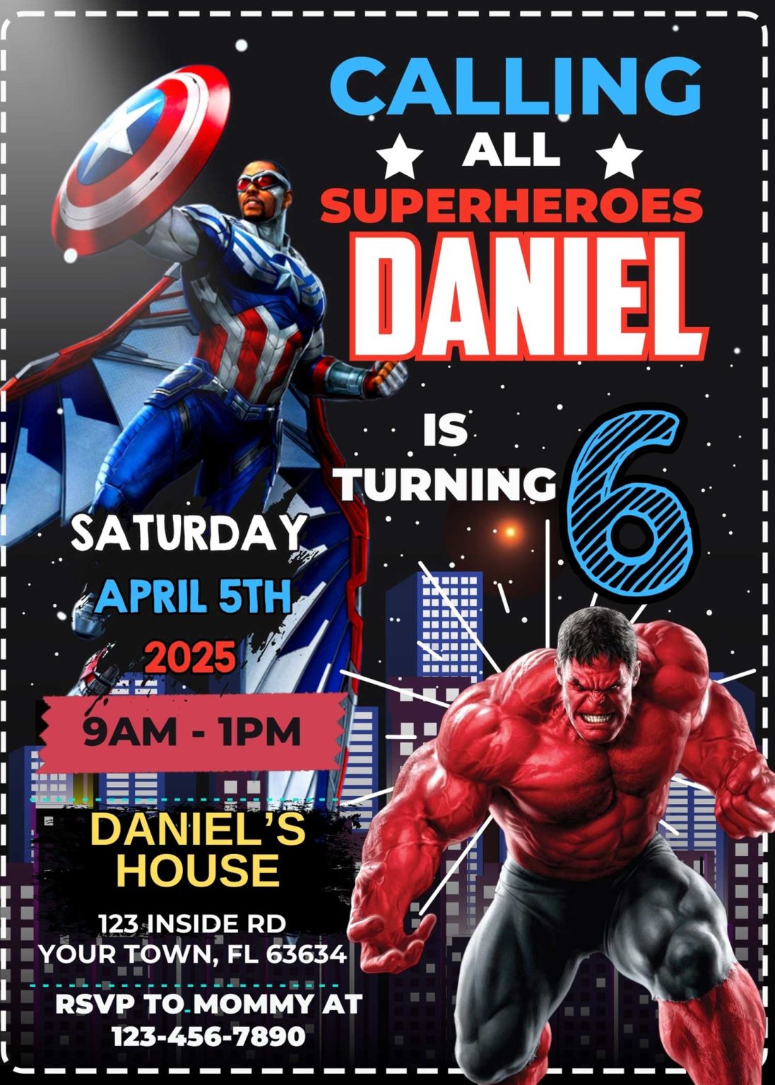 Captain America Brave New World Birthday Invitation | Fantastic Invite