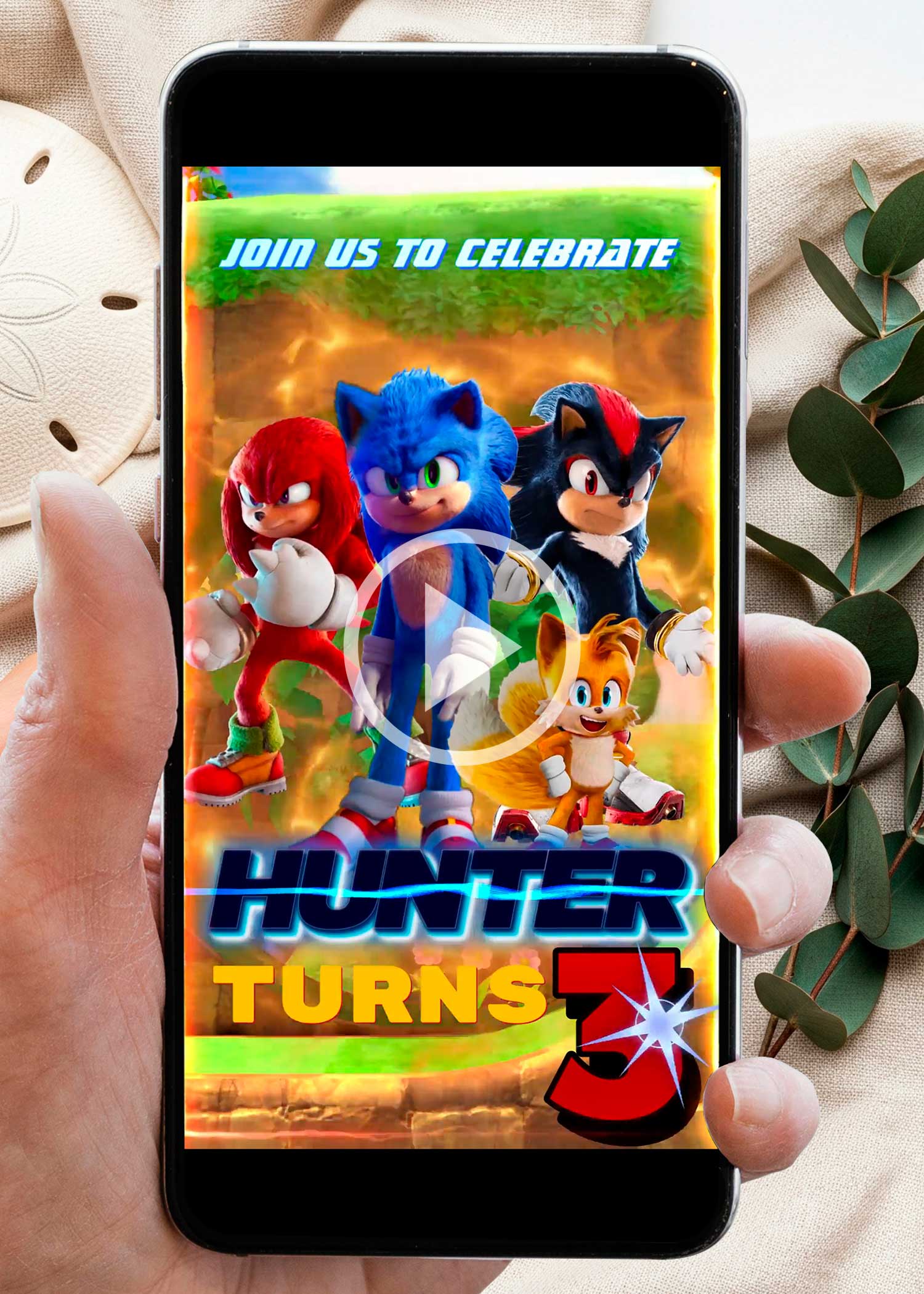 Sonic The Hedgehog 3 Birthday Video Invitation | Animated Invite